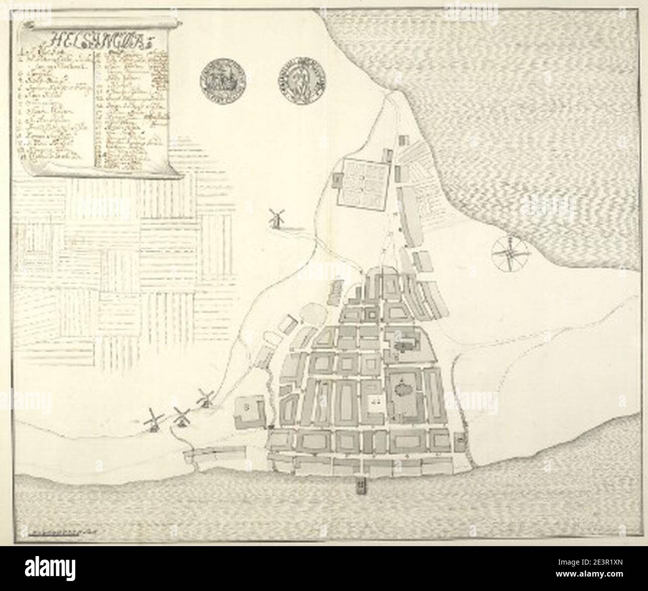 Map of Helsingør 1755 Stock Photo - Alamy