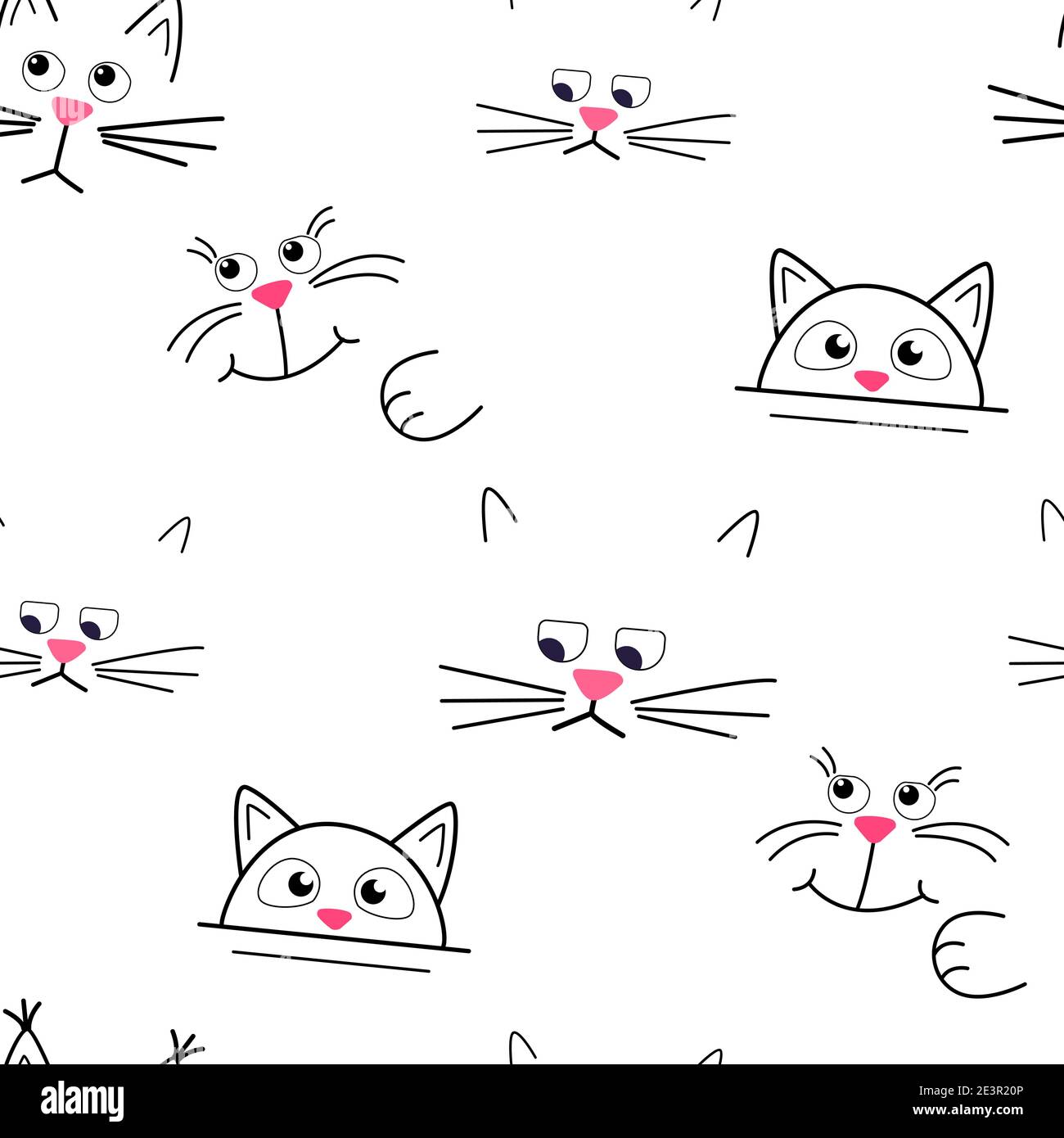 Cute Kitty Muzzle Pattern Seamless Pattern On White Background Use