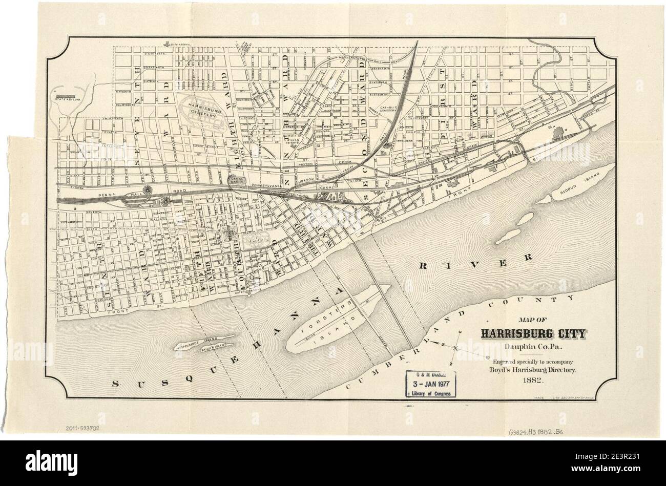 Map of Harrisburg City, Dauphin Co. Pa Stock Photo - Alamy