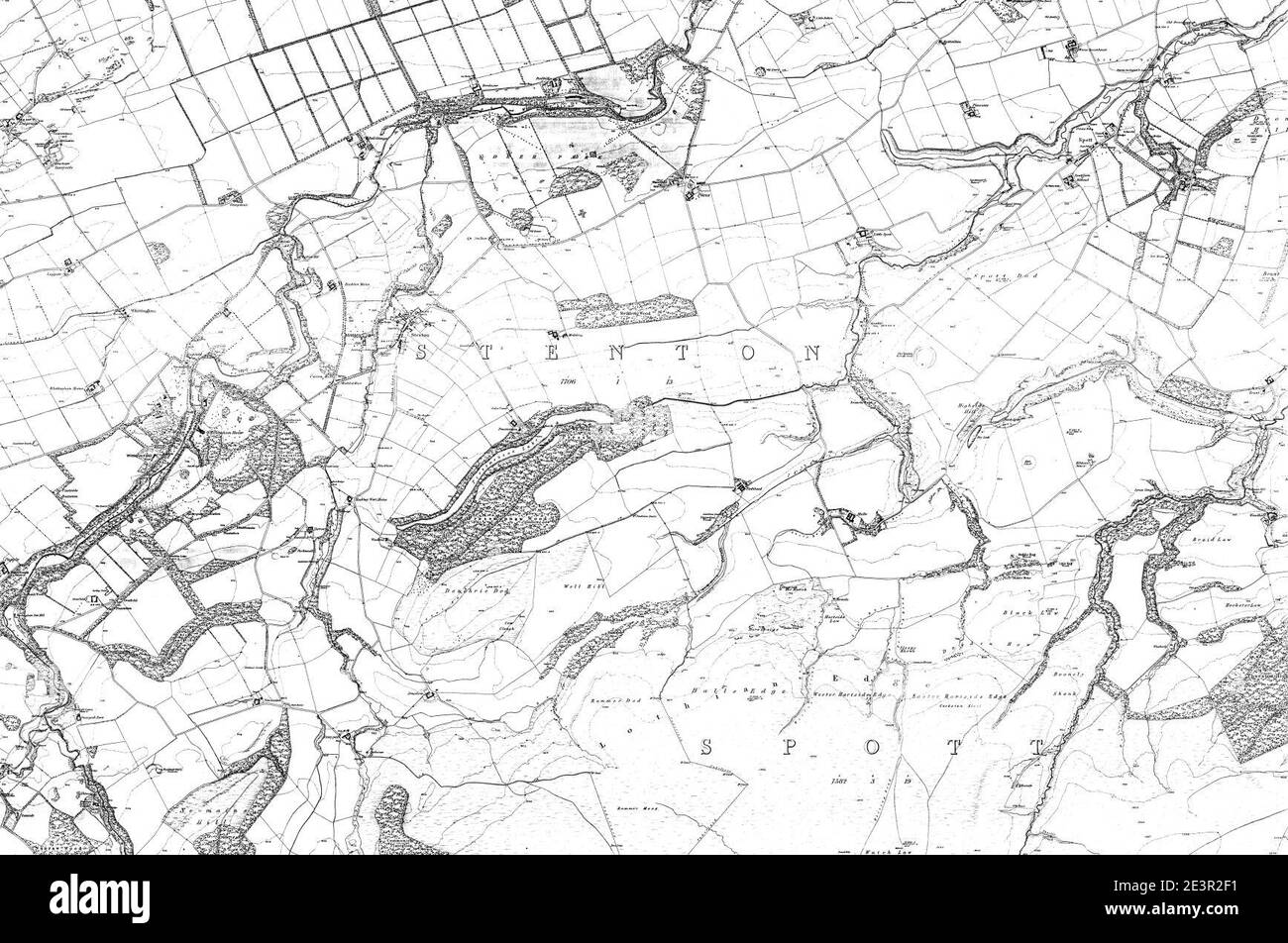 Map of Haddingtonshire Sheet 011, Ordnance Survey, 1854-1855 Stock ...