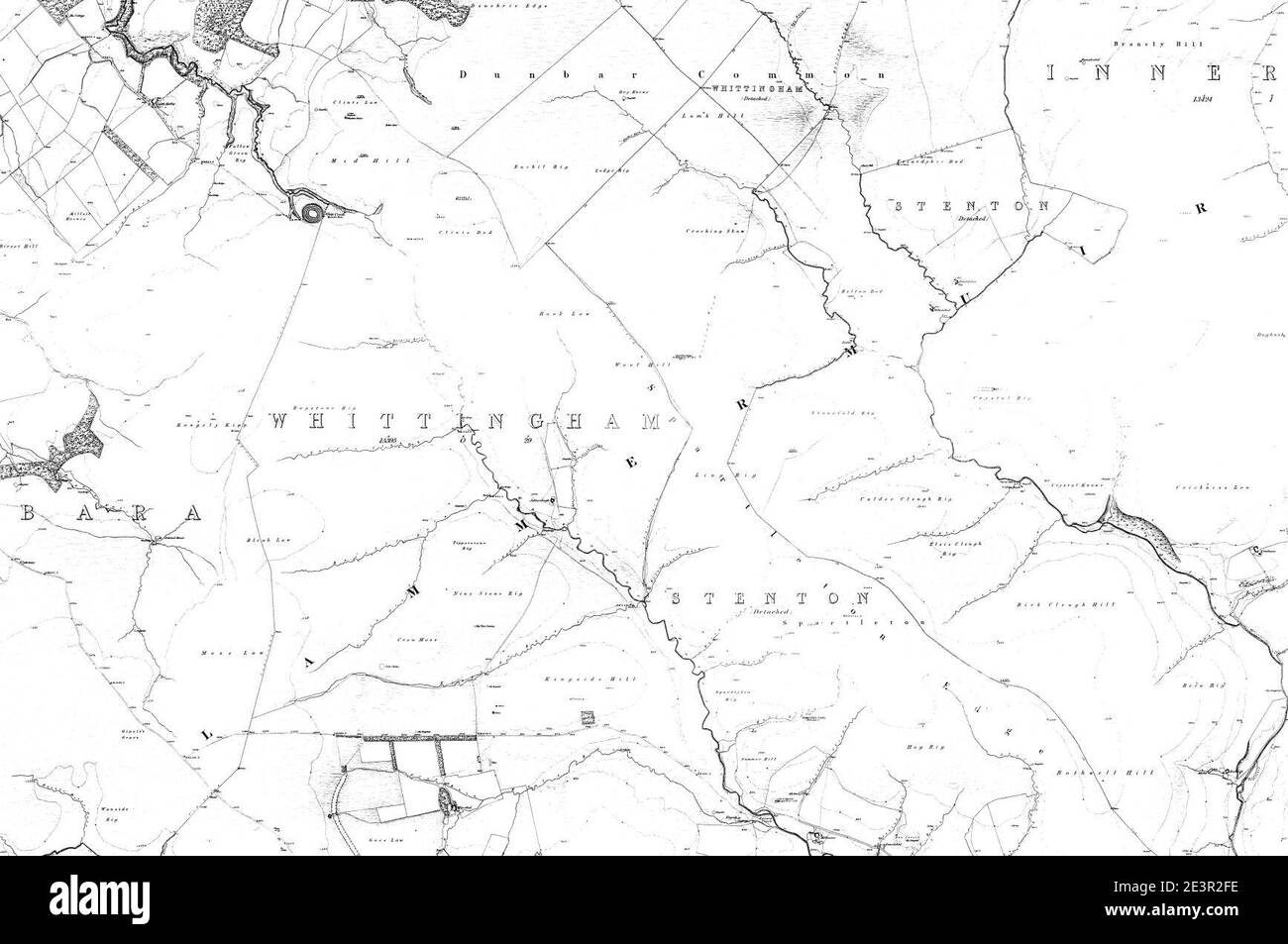 Map of Haddingtonshire Sheet 016, Ordnance Survey, 1854-1855 Stock ...