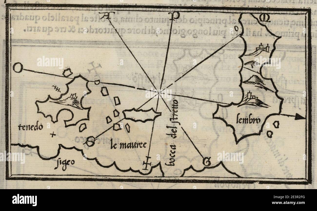 Map of Gökçeada (Imbros) and Bozcaada (Tenedos) islands - Bordone ...