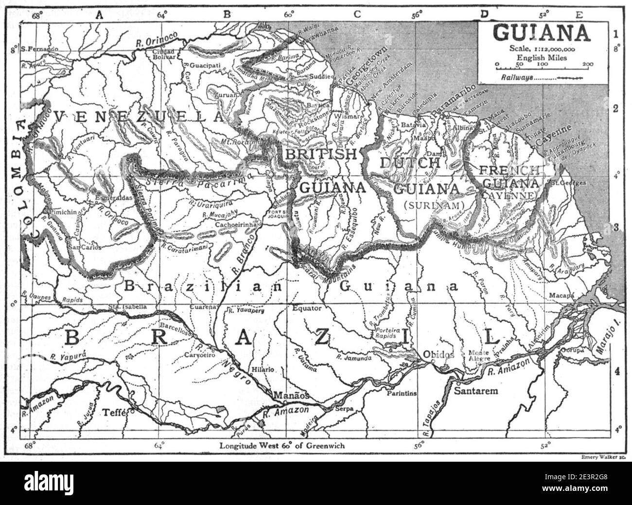 Map of Guiana, 1911 Stock Photo - Alamy