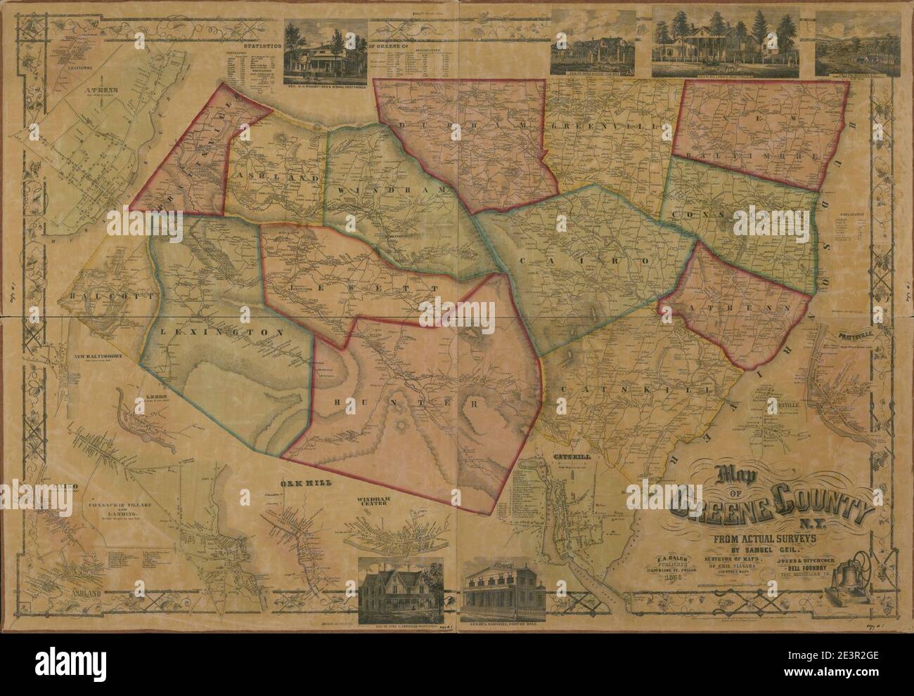 Map of Greene County, N.Y. - from actual surveys Stock Photo - Alamy