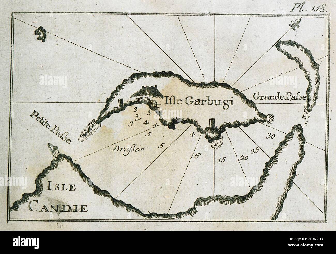 Map of Gramvousa island in Crete - Roux Joseph - 1804 Stock Photo - Alamy