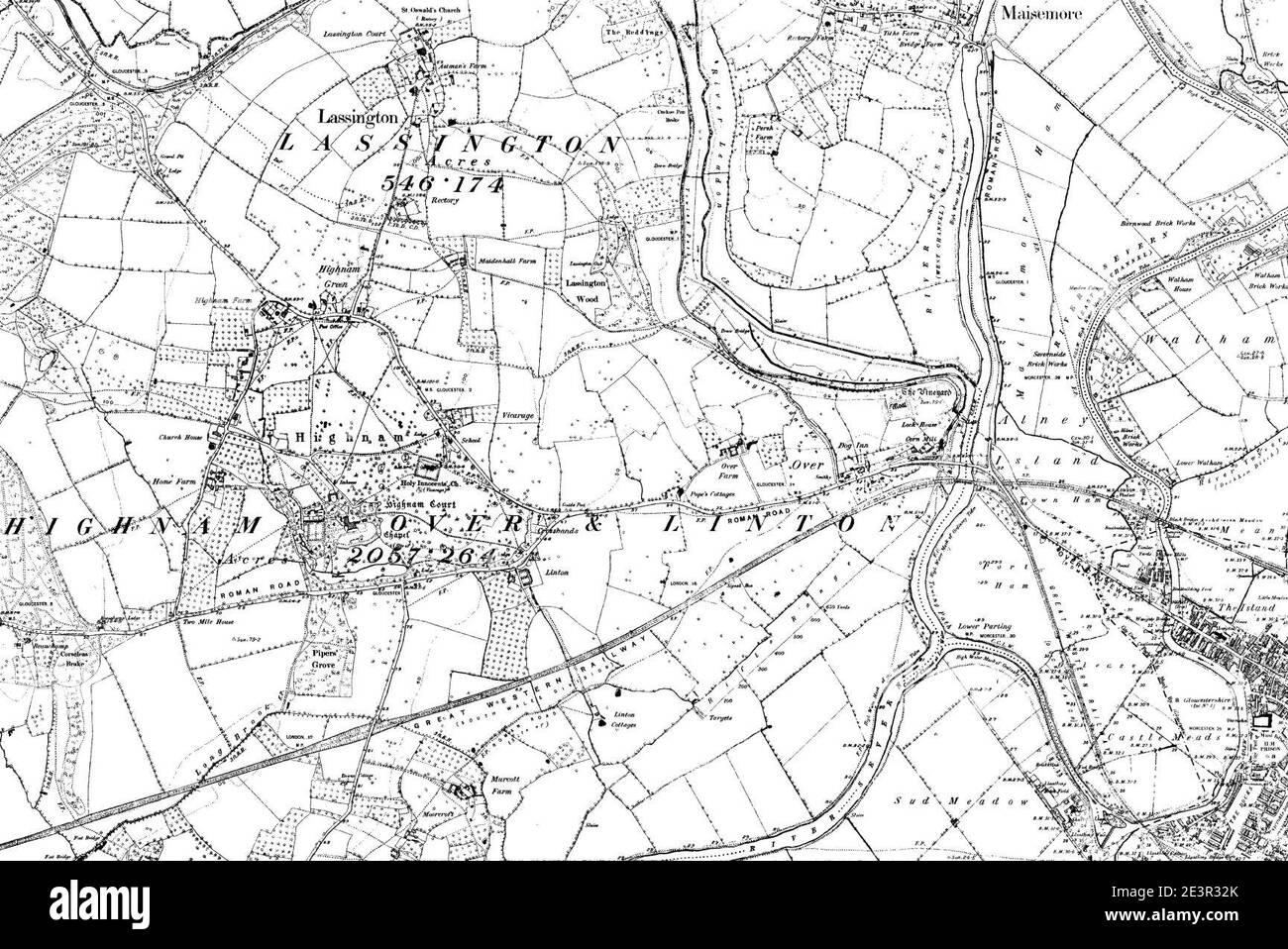 Map of Gloucestershire OS Map name 025-SW, Ordnance Survey, 1884-1894 ...