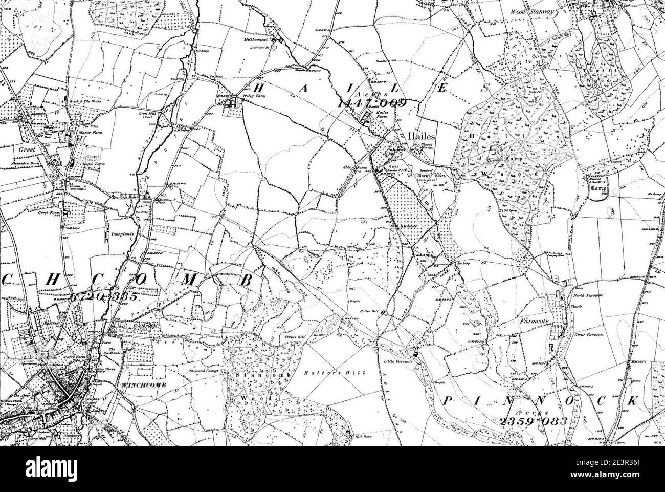 Map of Gloucestershire OS Map name 020-NE, Ordnance Survey, 1884-1894 ...