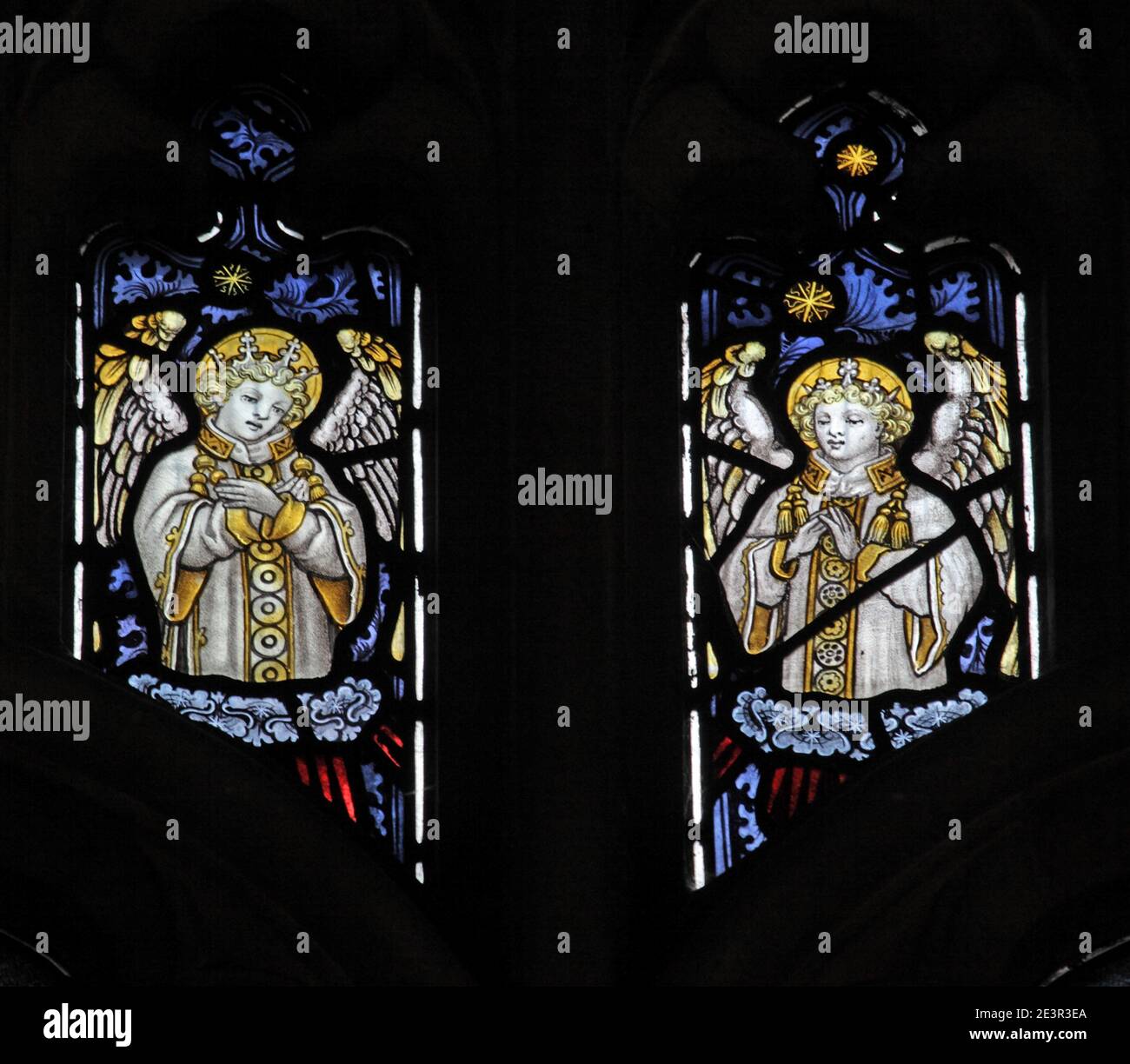 A stained glass window by C E Kempe & Co. depicting angels, St Andrew's ...