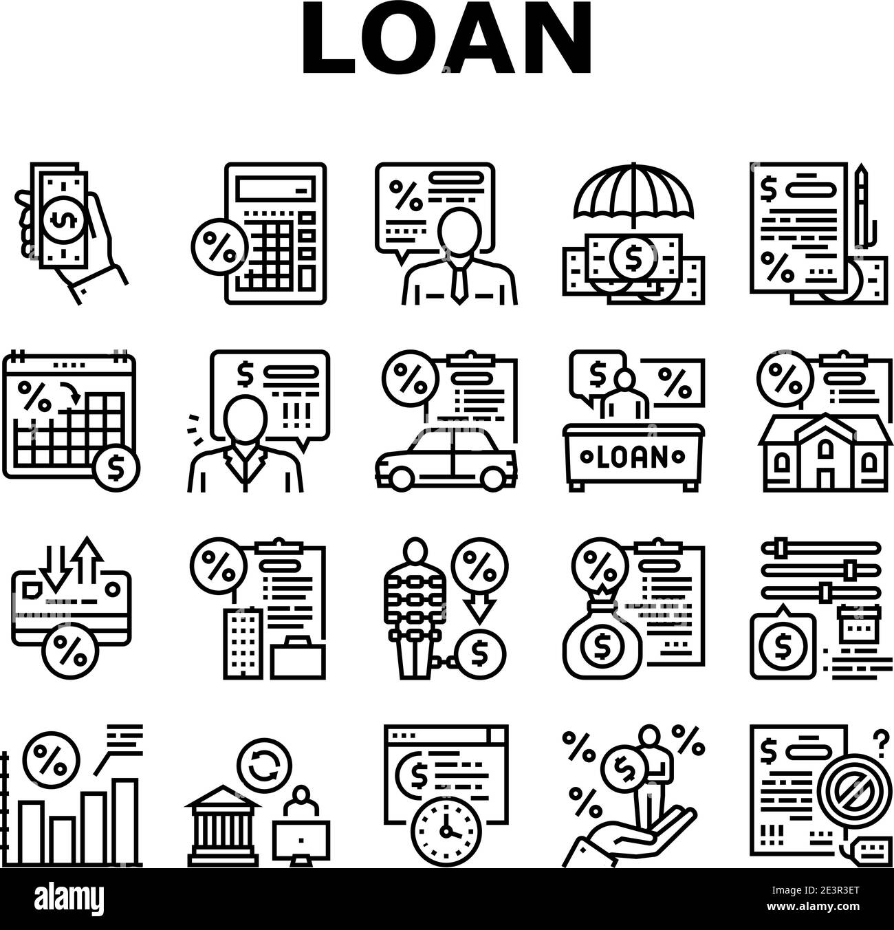 Loan Financial Credit Collection Icons Set Vector Stock Vector Image ...