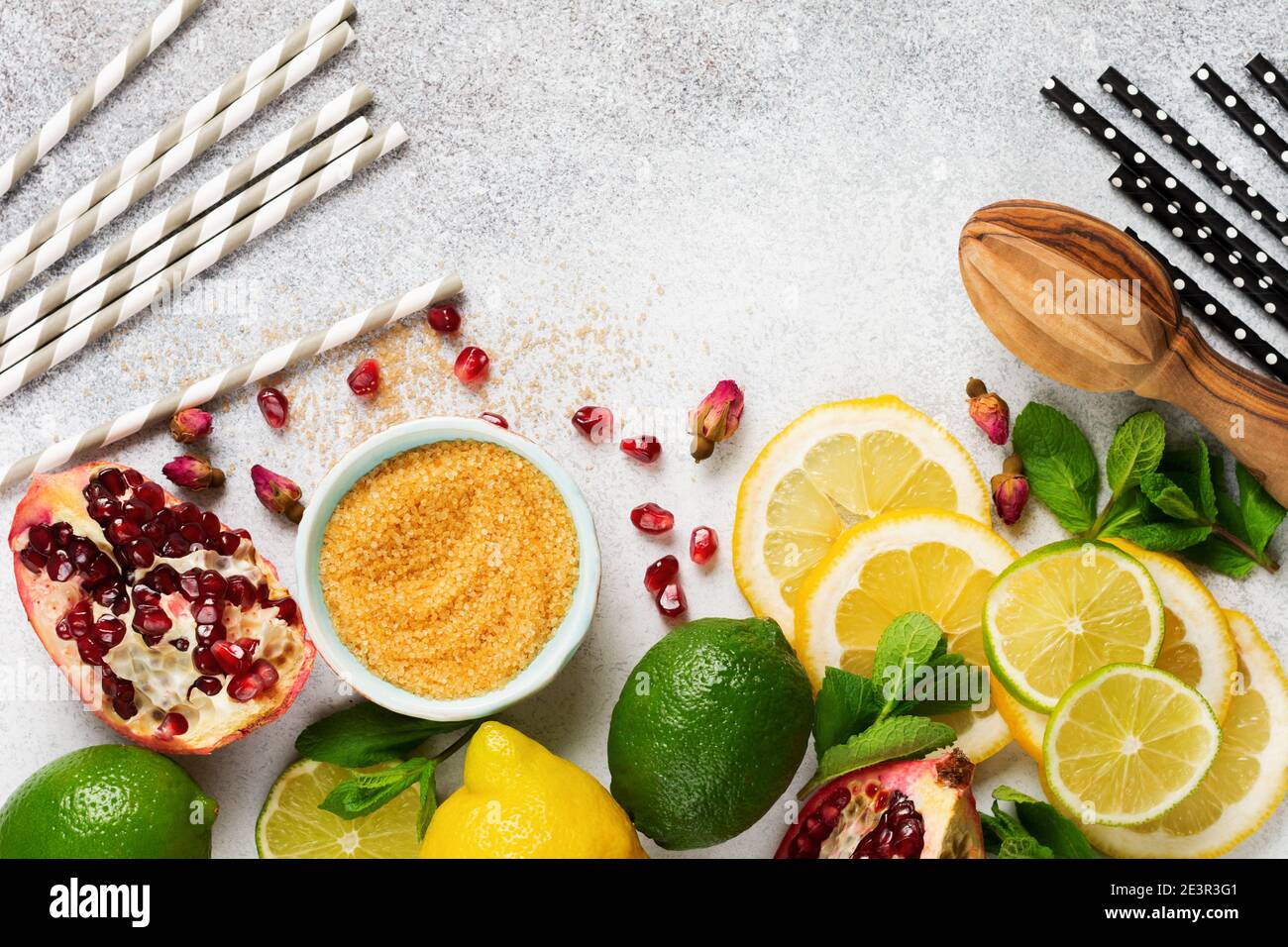 Culinary background for refreshing drinks lemonade, mojito or cold ...