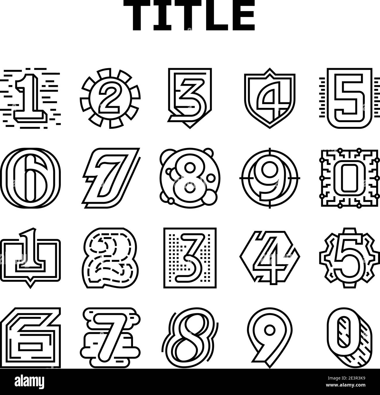 Numbers Numeral Title Collection Icons Set Vector Stock Vector Image ...