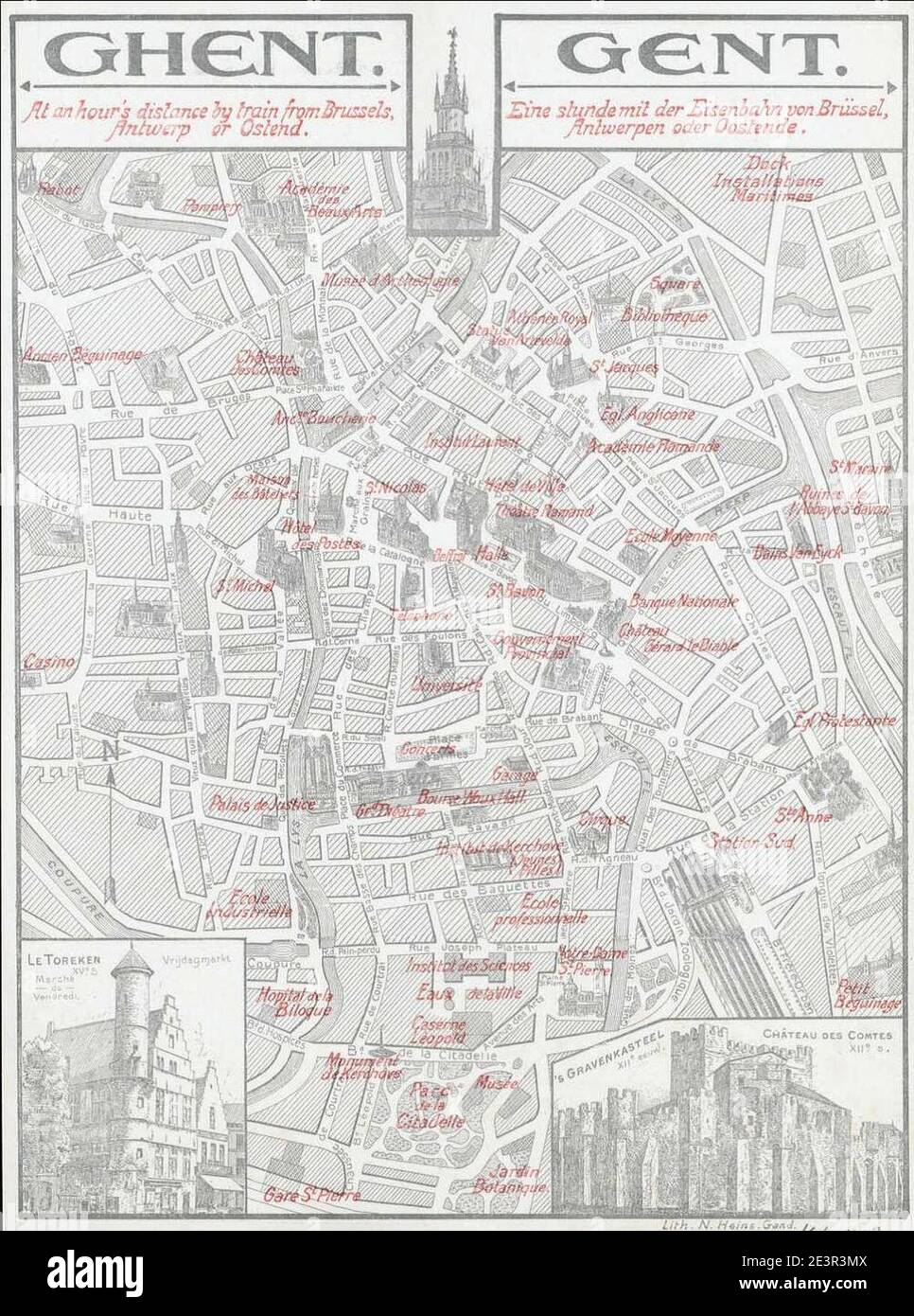 Map of Ghent by Nicholas Heins Stock Photo - Alamy