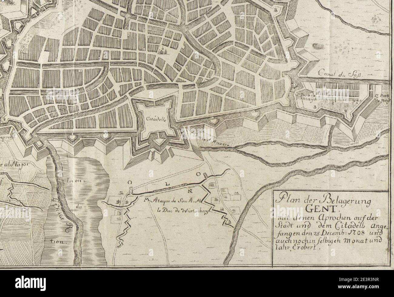 Map of Ghent by Johannes Ammann, detail (4 Stock Photo - Alamy