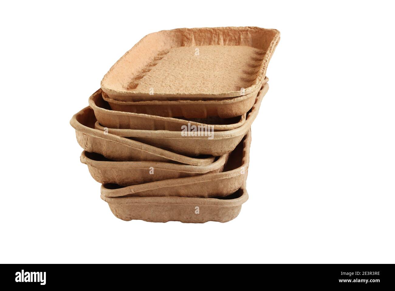 Biodegradable food trays made from pressed cardboard isolated on white ...