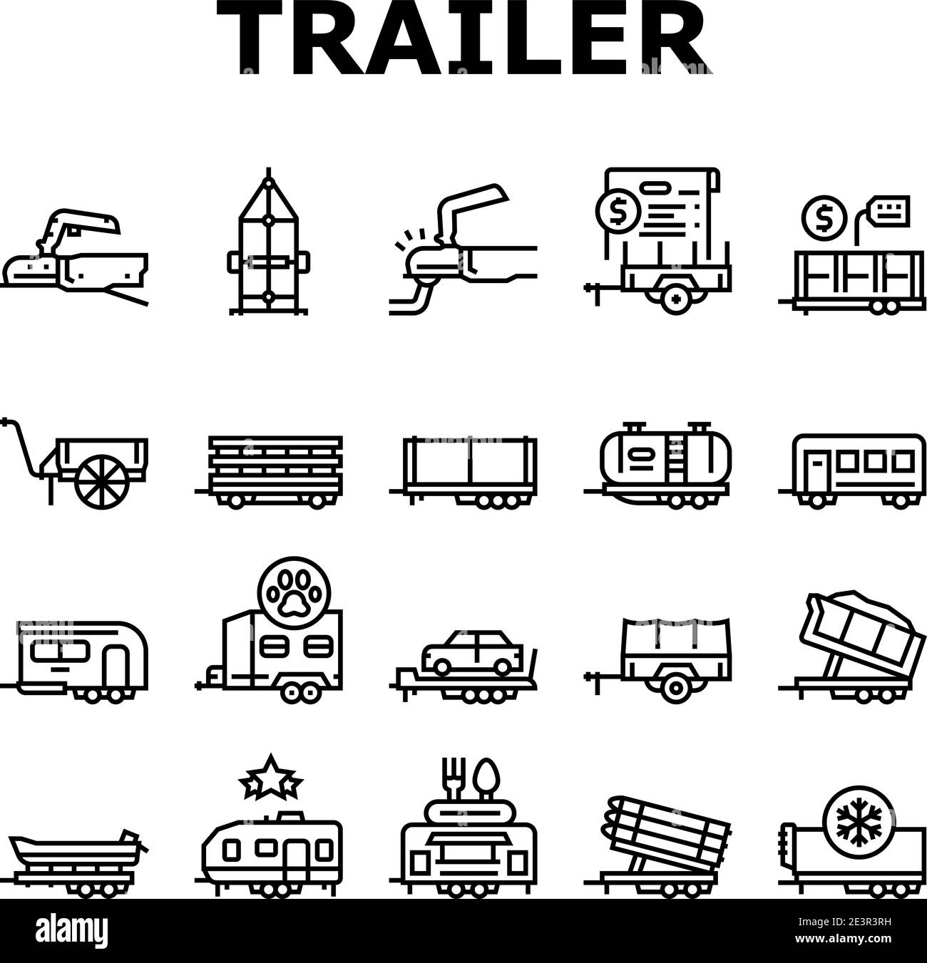 Trailer Transport Collection Icons Set Vector Stock Vector Image & Art ...