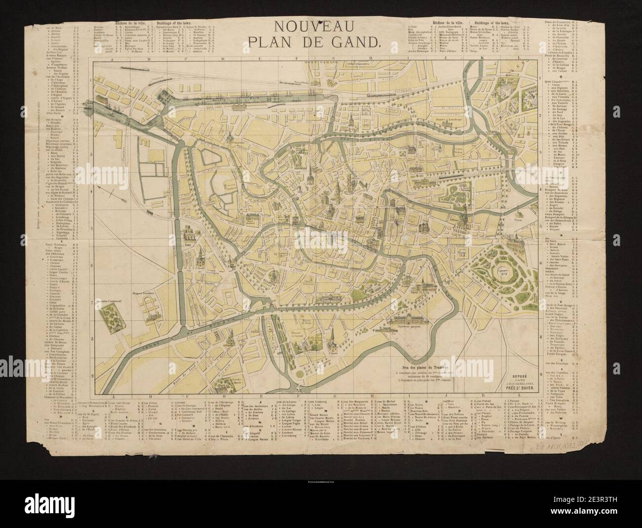 Map of Ghent by Hemelsoet, 1850 Stock Photo - Alamy
