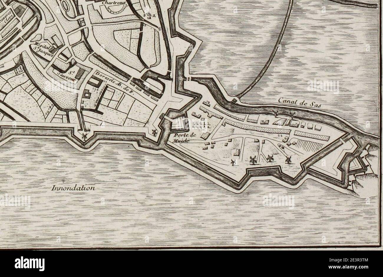 Map of Ghent by Georges Louis Le Rouge, detail (8 Stock Photo - Alamy