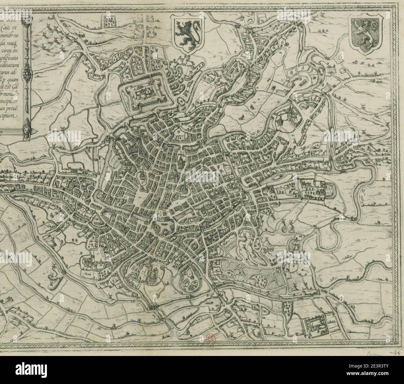 Map of Ghent by Hadrianus Barlandus,1574, detail (2 Stock Photo - Alamy