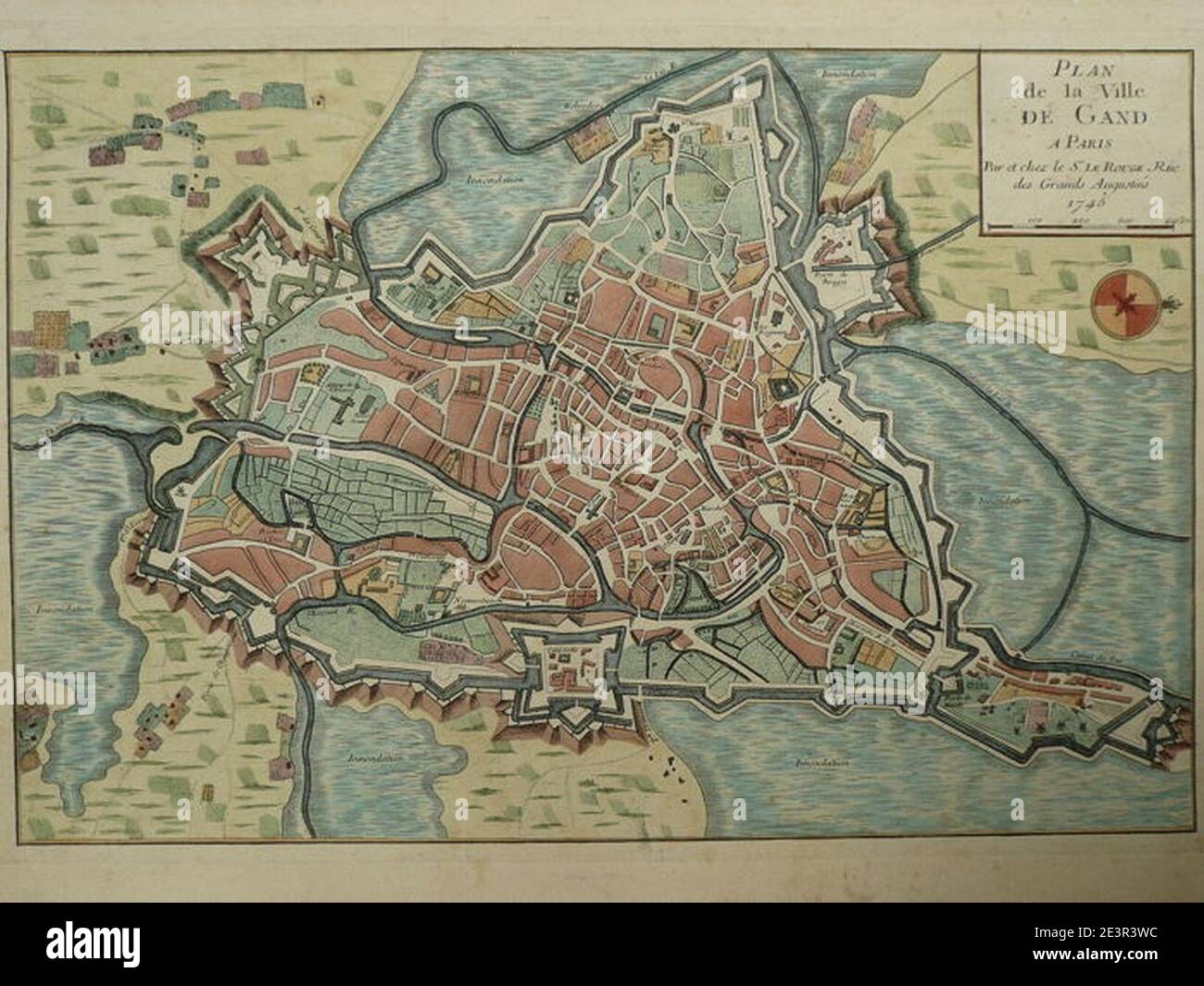 Map of Ghent by Georges Louis Le Rouge 02 Stock Photo - Alamy