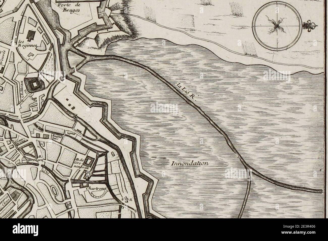 Map of Ghent by Georges Louis Le Rouge, detail (3 Stock Photo - Alamy