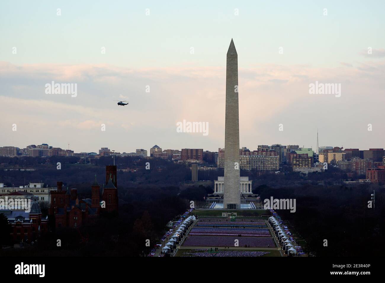 Marine One with President Donald Trump aboard flies past the Washington ...