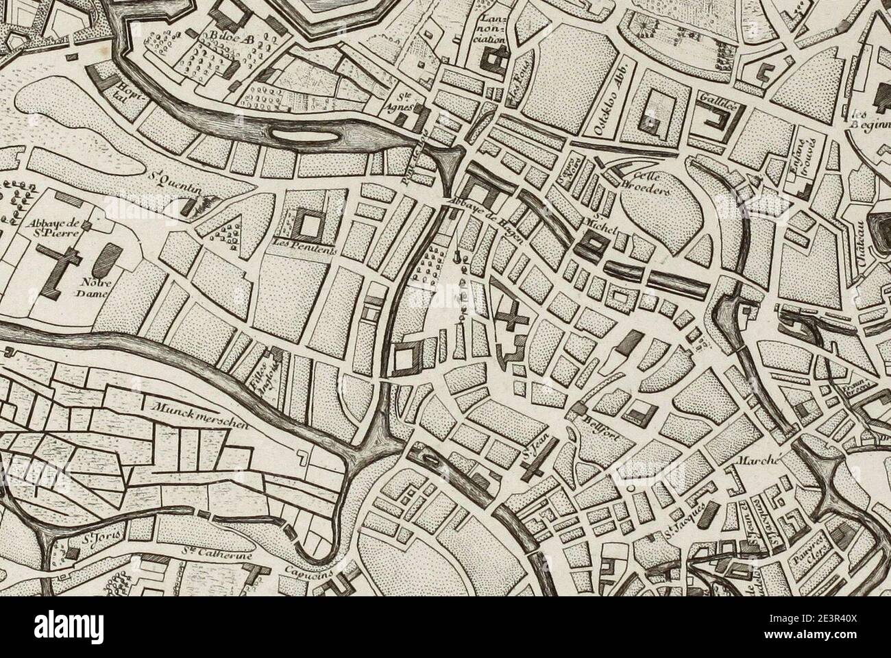 Map of Ghent by Georges Louis Le Rouge, detail (4 Stock Photo - Alamy