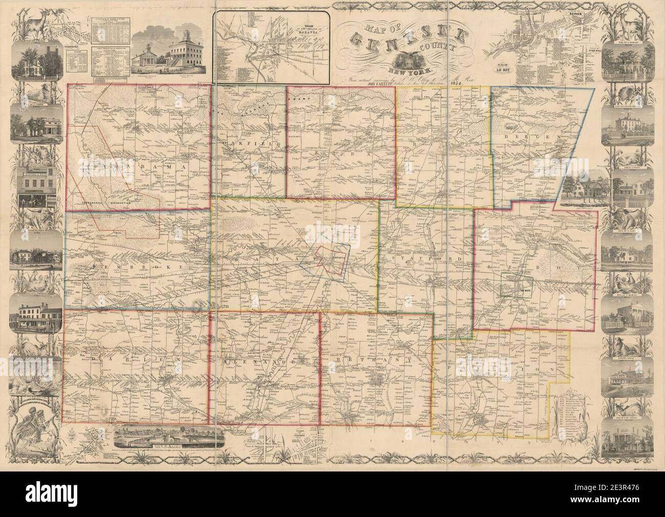 Map of Genesee County, New York - from actual surveys Stock Photo - Alamy