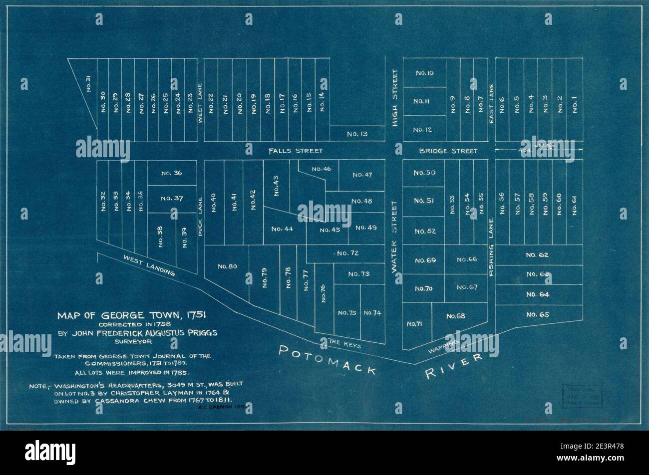 Map of George Town, 1751 Stock Photo - Alamy