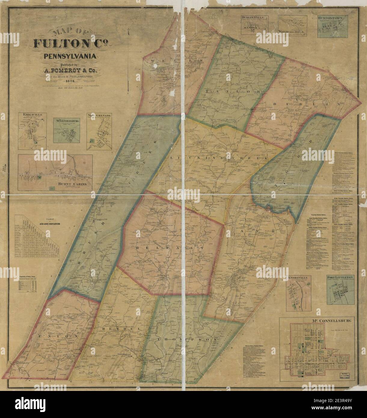 Map of Fulton Co., Pennsylvania Stock Photo - Alamy