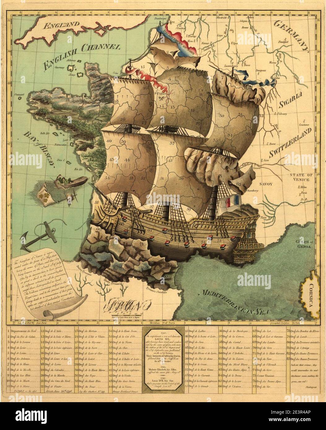 Map of France in the form of a ship Stock Photo - Alamy