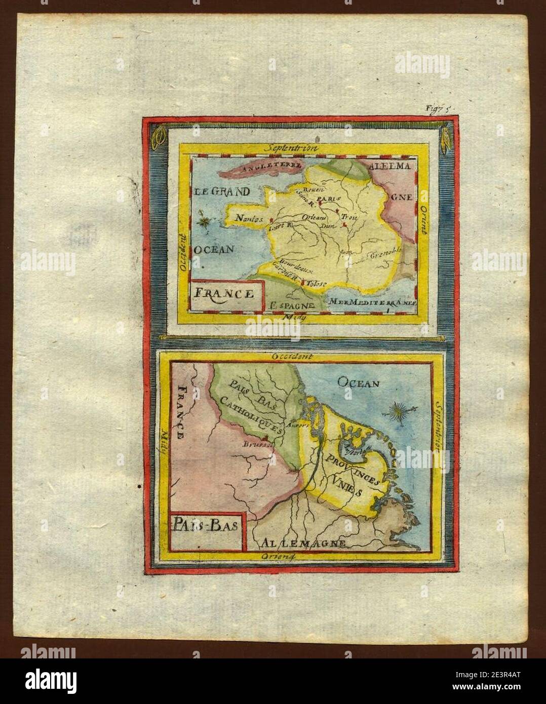 Map of France and the Low Countries, 1719 Stock Photo - Alamy
