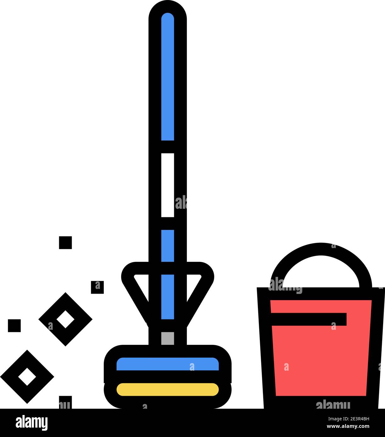 floor mop and bucket color icon vector illustration Stock Vector Image ...