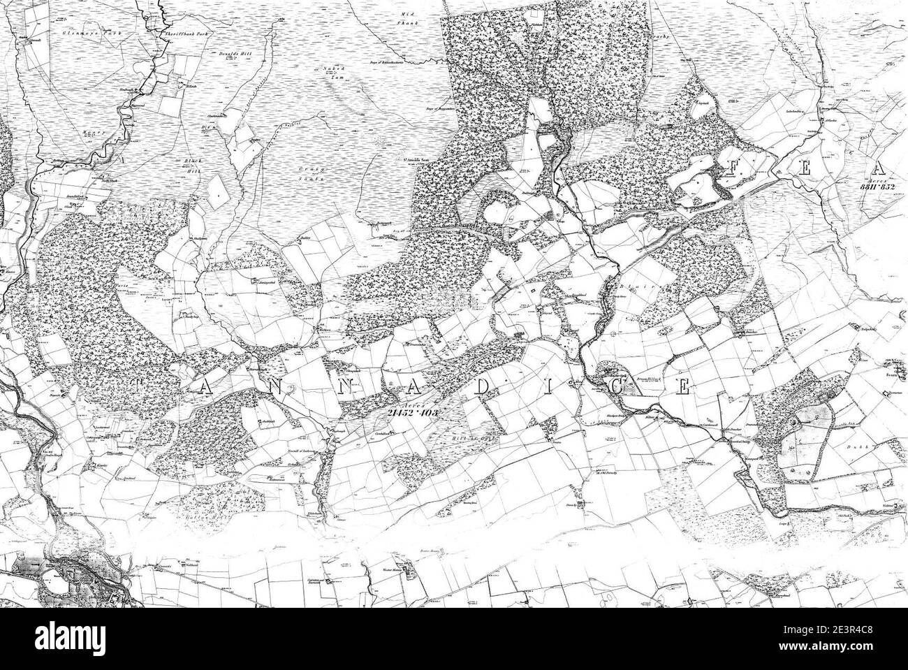 Map of Forfarshire Sheet 025, Ordnance Survey, 1865-1869 Stock Photo ...