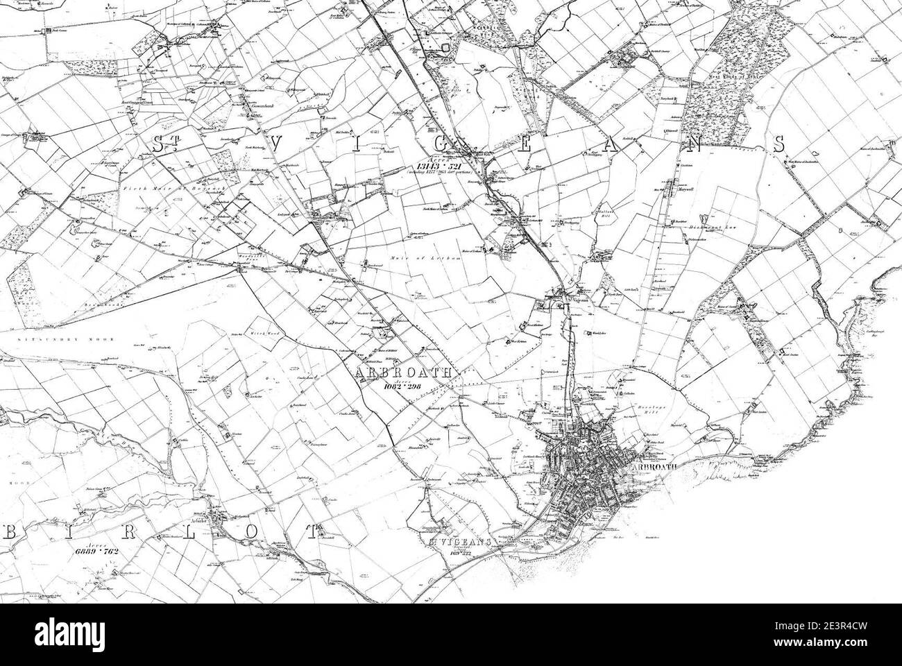 Map of Forfarshire Sheet 046, Ordnance Survey, 1865-1869 Stock Photo ...