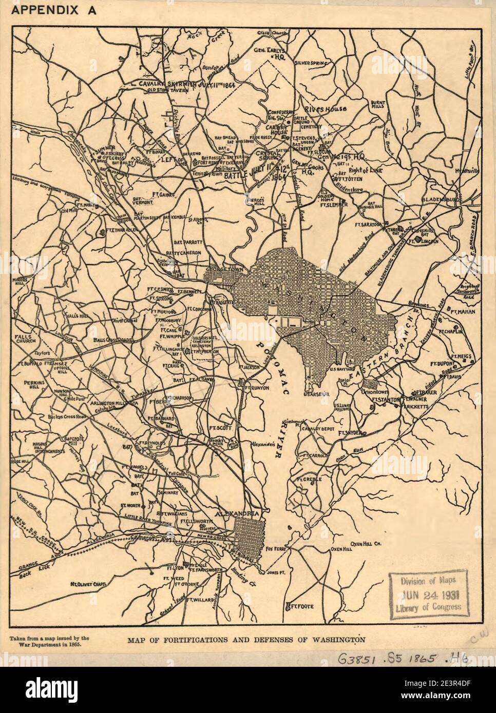 Map of fortifications and defenses of Washington Stock Photo - Alamy