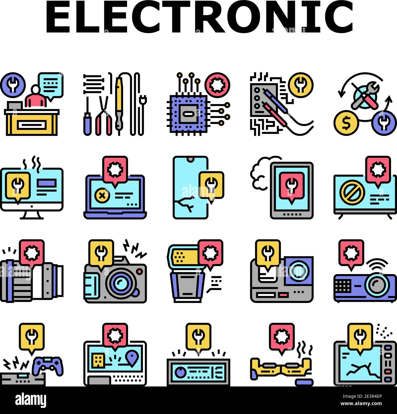 Electronic Repair Collection Icons Set Vector Stock Vector Image & Art ...