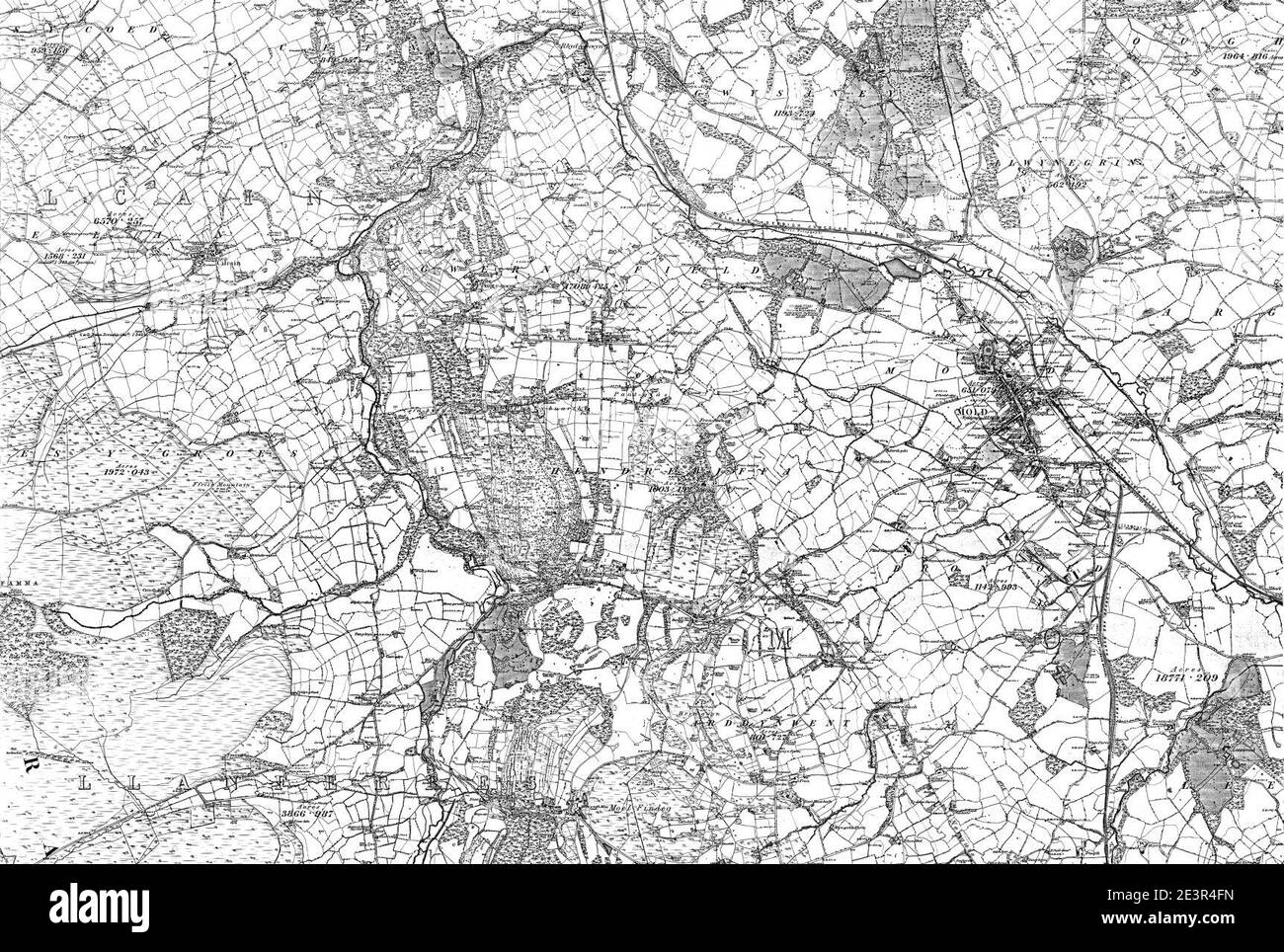 Map of Flintshire Sheet 013, Ordnance Survey, 1878-1882 Stock Photo - Alamy