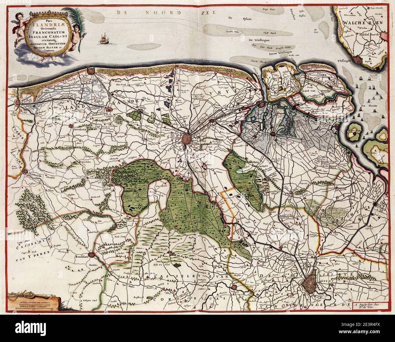 Map of Flanders by Frederik De Wit Stock Photo - Alamy