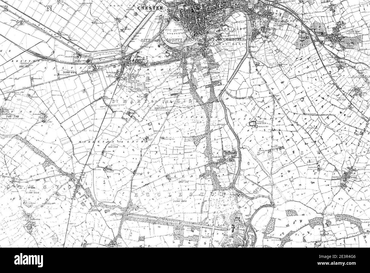 Map of Flintshire Sheet 015, Ordnance Survey, 1878-1882 Stock Photo - Alamy