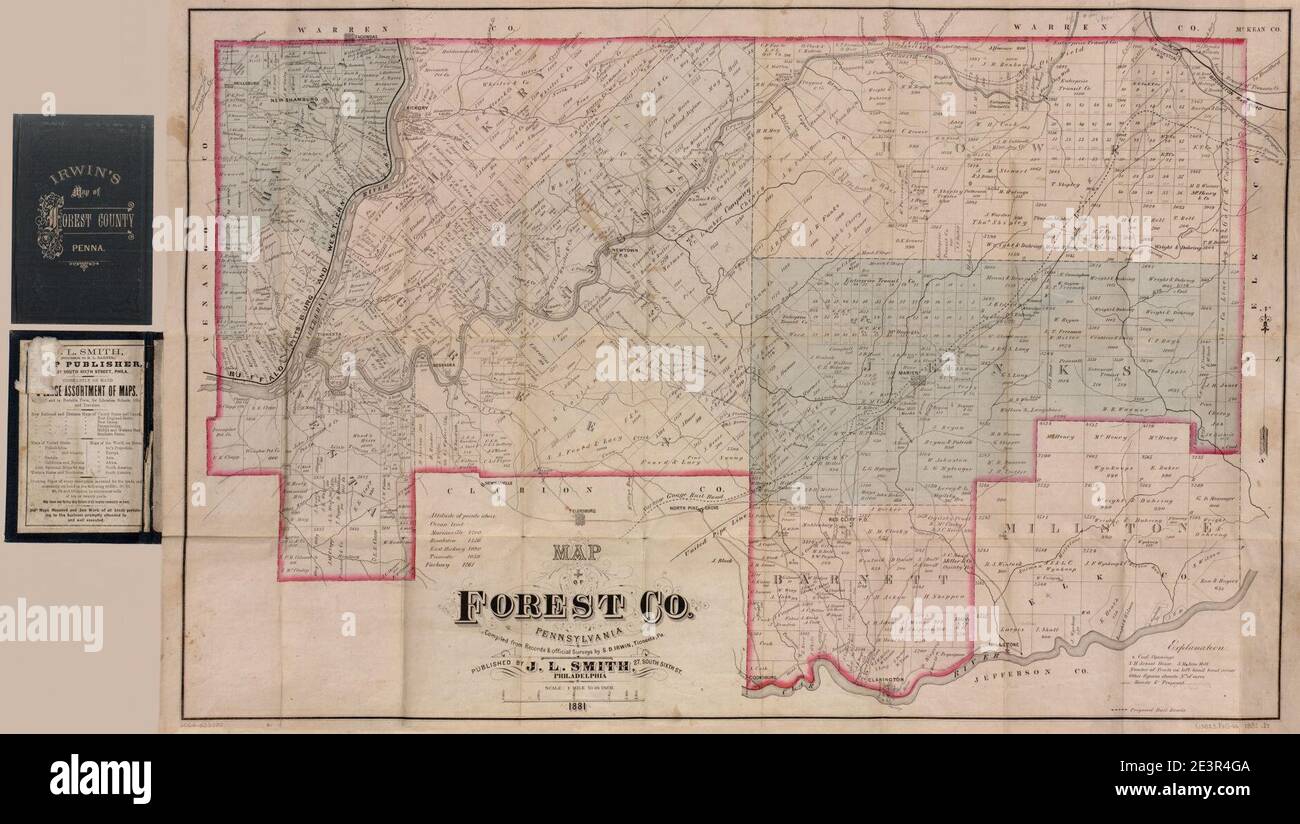 Map of Forest Co., Pennsylvania Stock Photo - Alamy