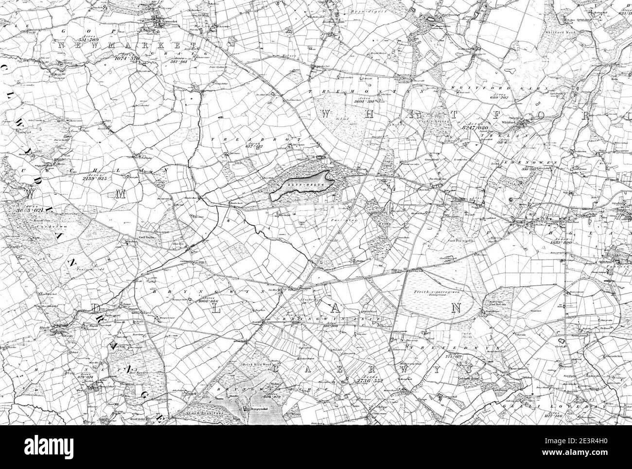 Map of Flintshire Sheet 005, Ordnance Survey, 1878-1882 Stock Photo - Alamy