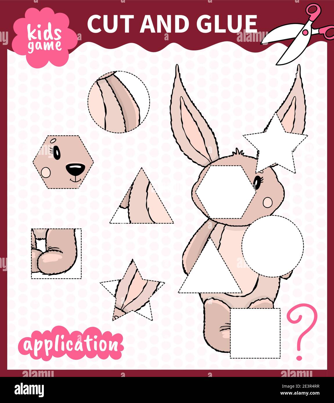 Children board animal game cut shape and glue in place for preschoolers ...