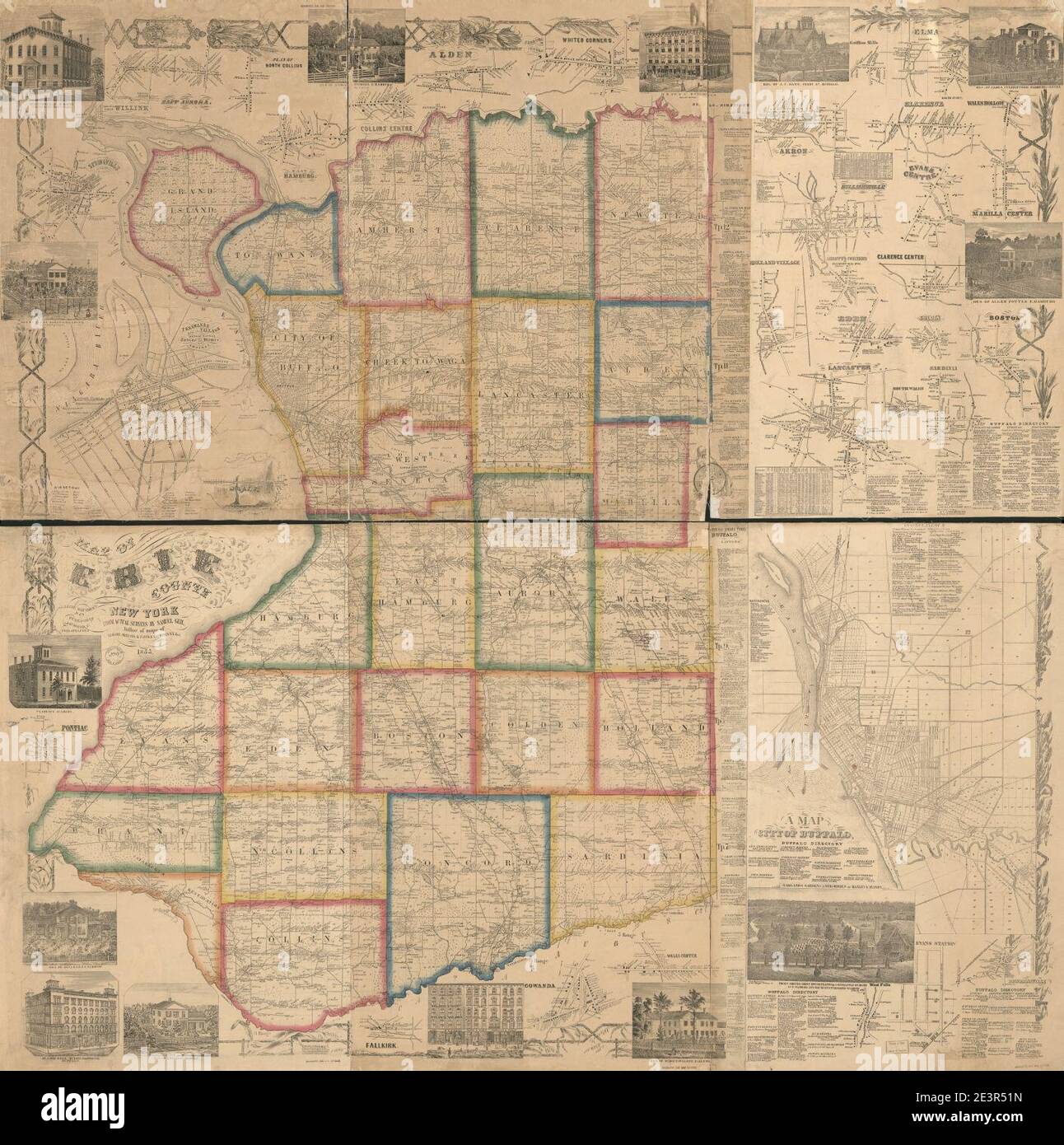 Map of Erie County, New York - from actual surveys Stock Photo - Alamy