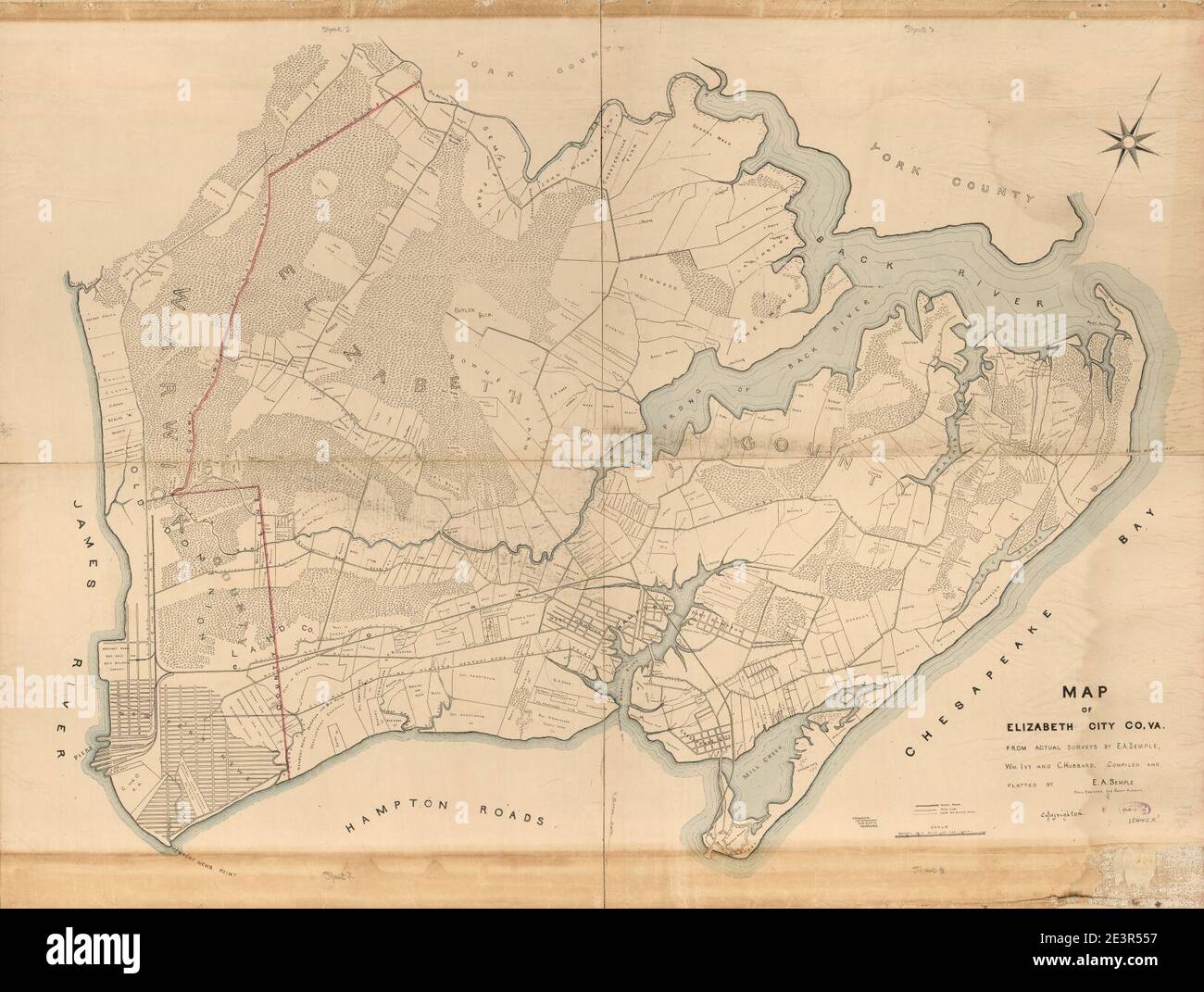 Map of Elizabeth City CO, VA. - from actual surveys by E.A. Semple, Wm ...