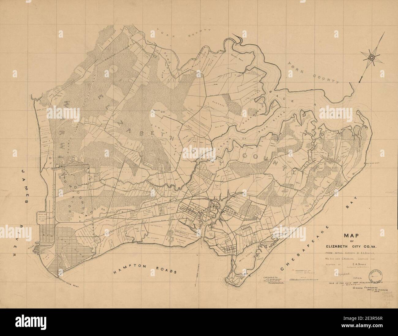 Map of Elizabeth City Co., Va. - from actual surveys by E.A. Semple, Wm ...