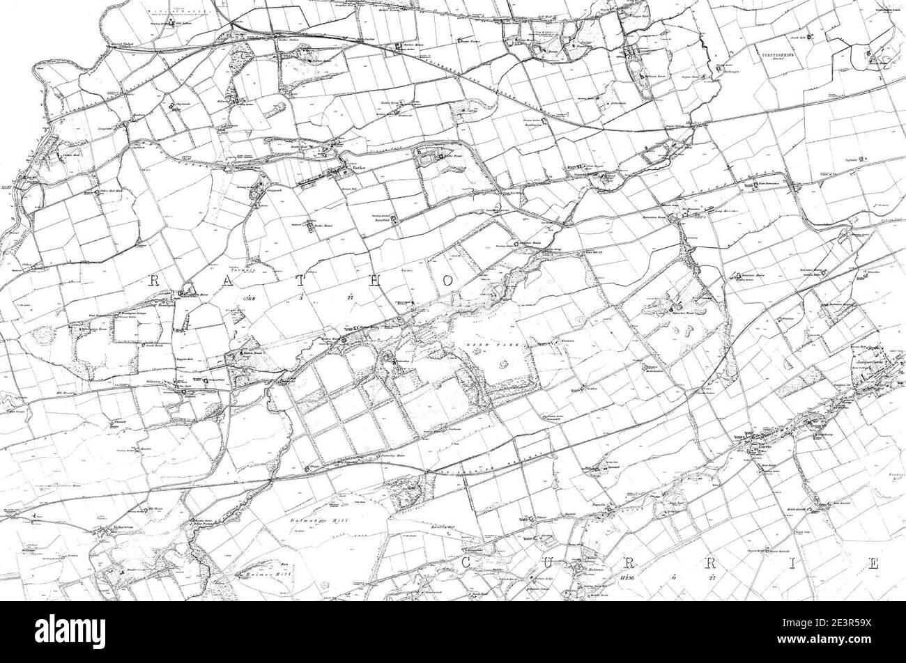Map of Edinburghshire Sheet 005, Ordnance Survey, 1853-1884 Stock Photo ...