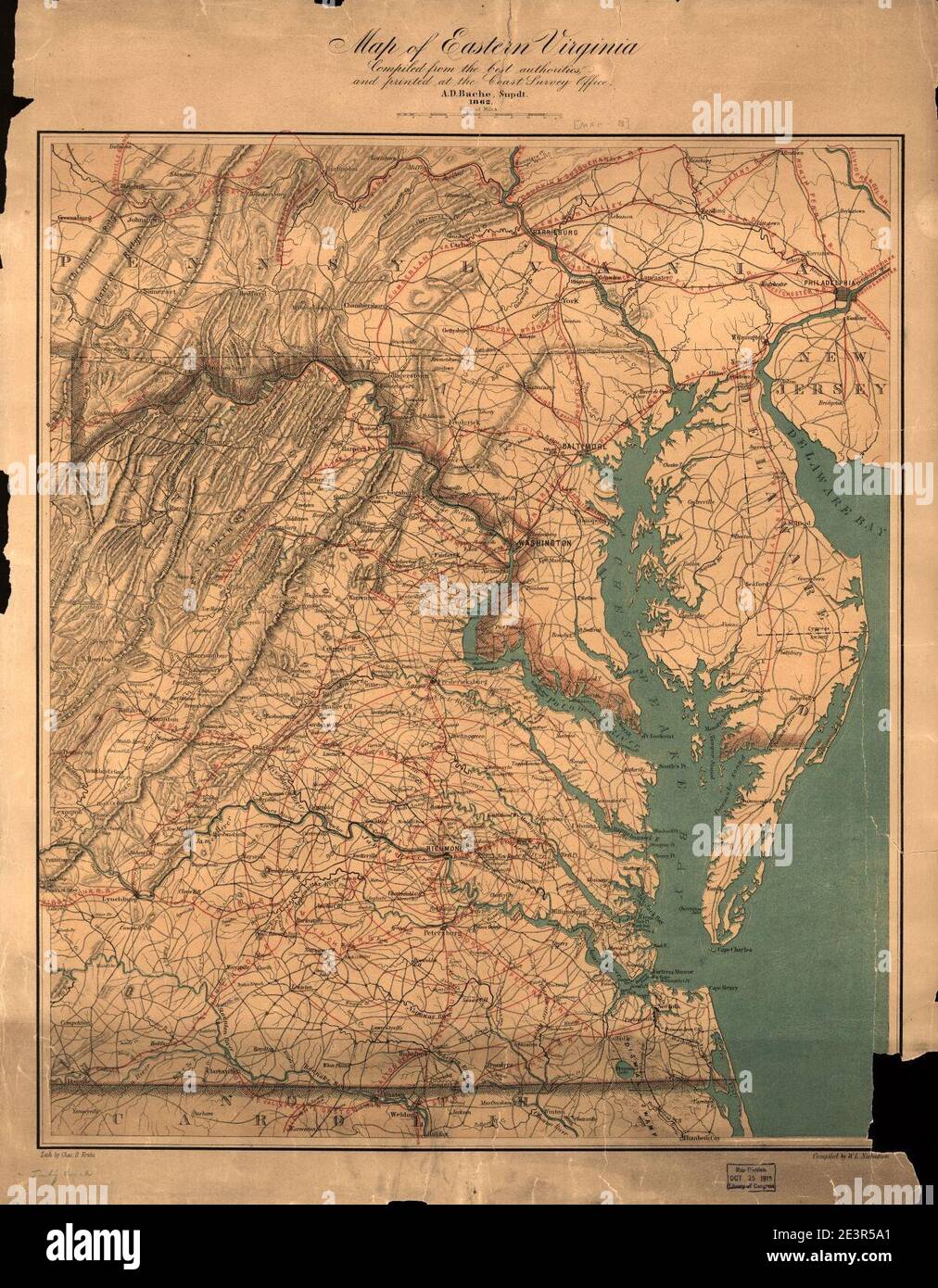 Map of eastern Virginia Stock Photo - Alamy