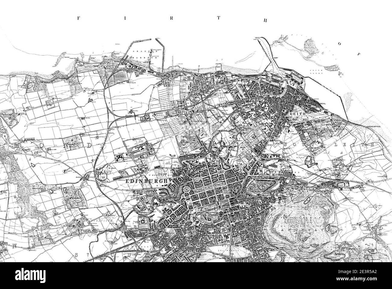 Map of Edinburghshire Sheet 002, Ordnance Survey, 1853-1884 Stock Photo ...