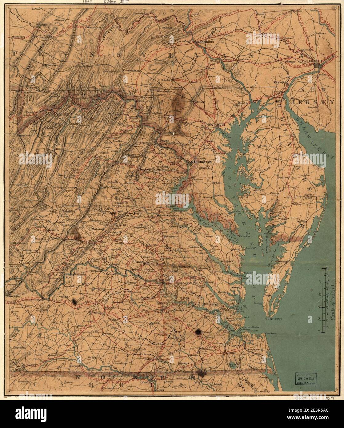Map of eastern Virginia Stock Photo - Alamy