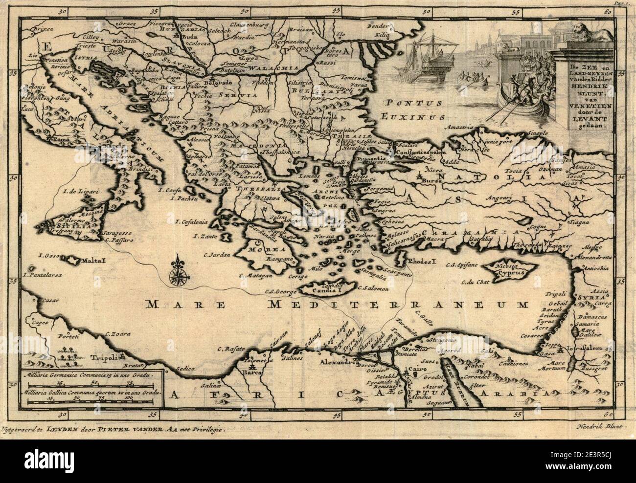 Map of Eastern Mediterranean - Blount Henry - 1634 Stock Photo - Alamy